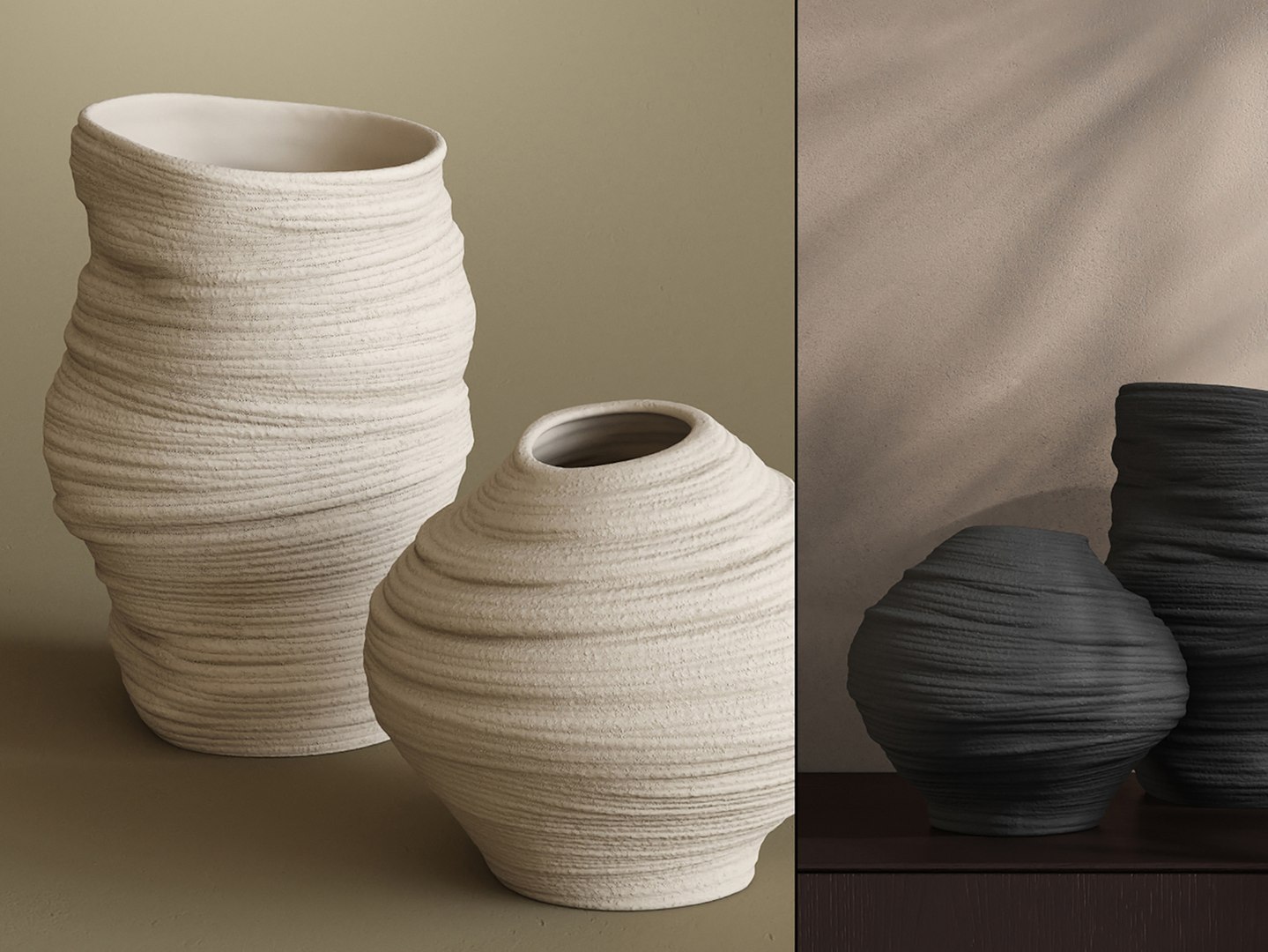 Textured Asymmetrical Vases 3D Model - TurboSquid 2152747