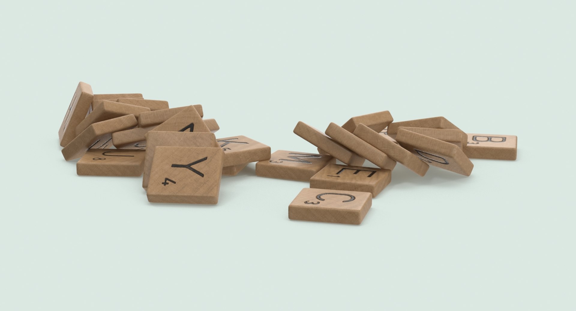 Scrabble Pieces 3d Model