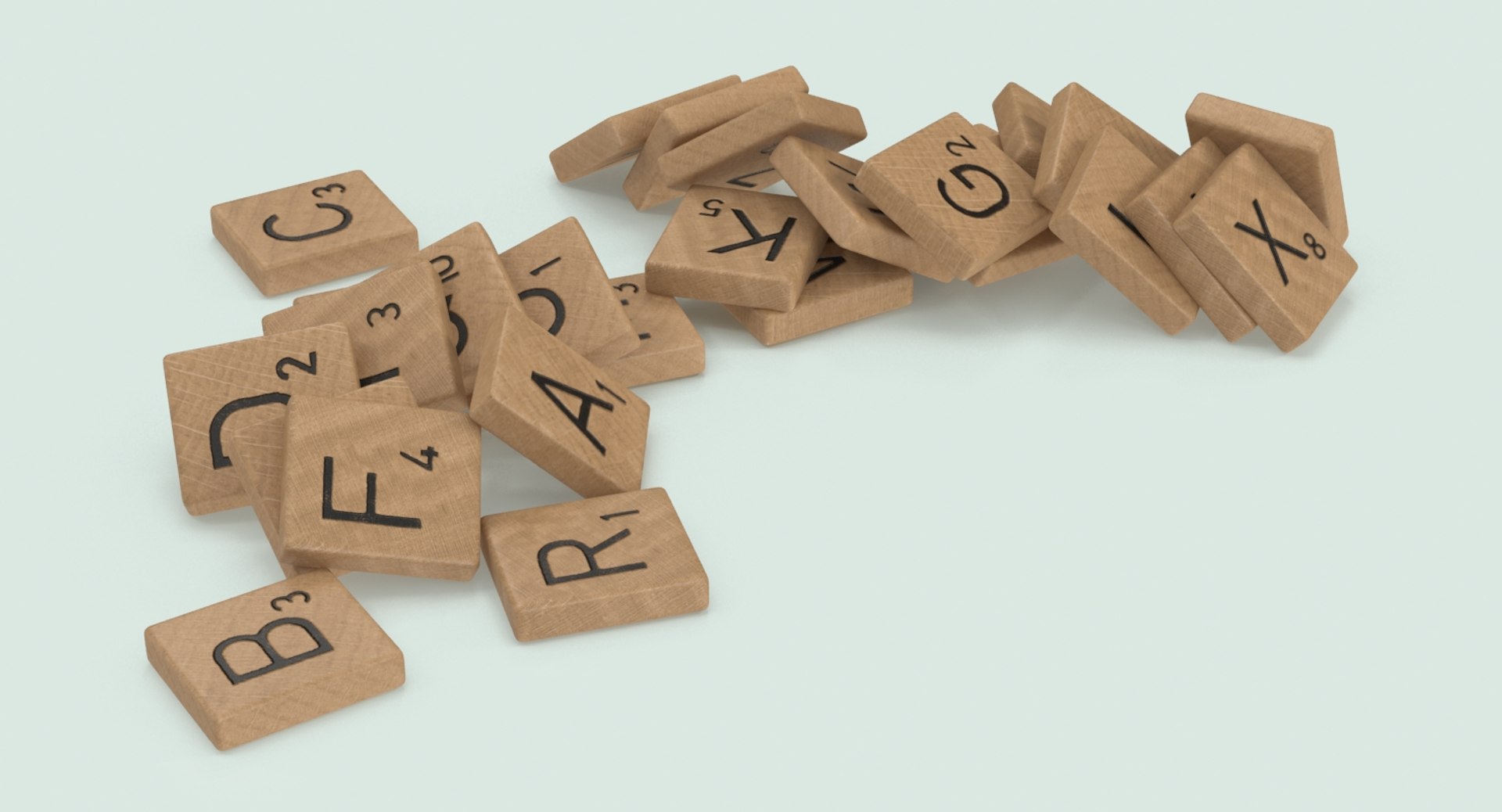 Scrabble Pieces 3d Model