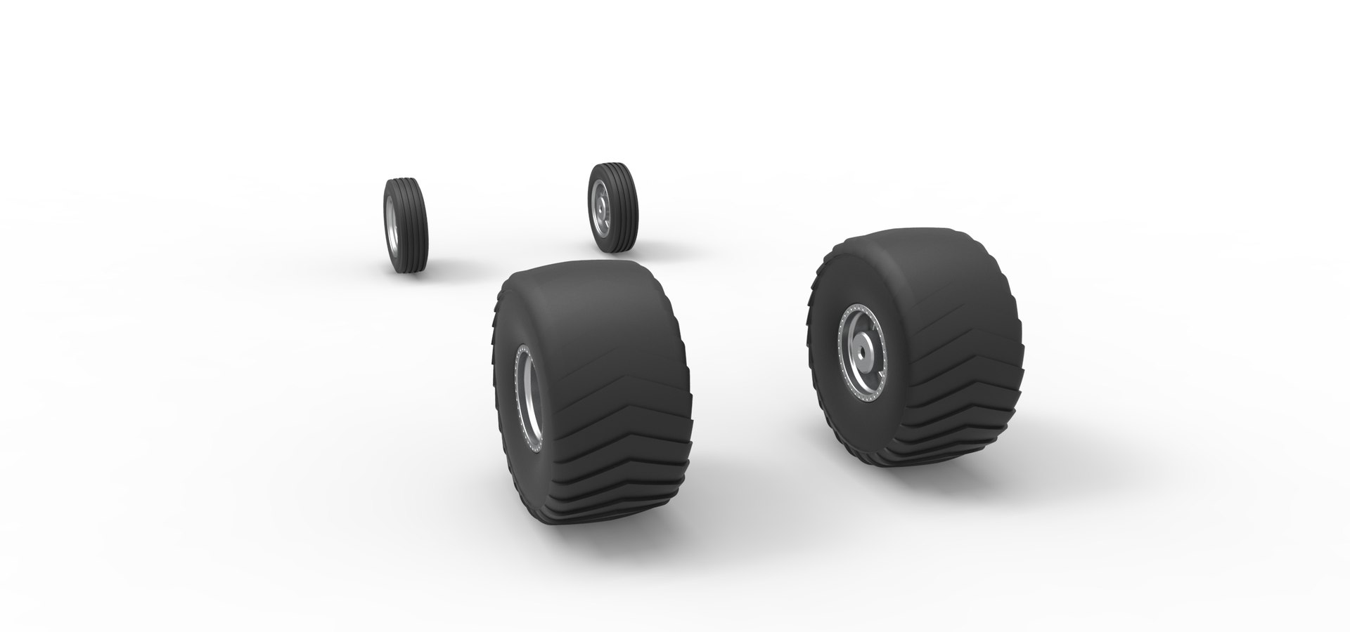 3D Model Wheel Set Of 2wd Pulling Truck Scale 1 To 25 - TurboSquid 2275186