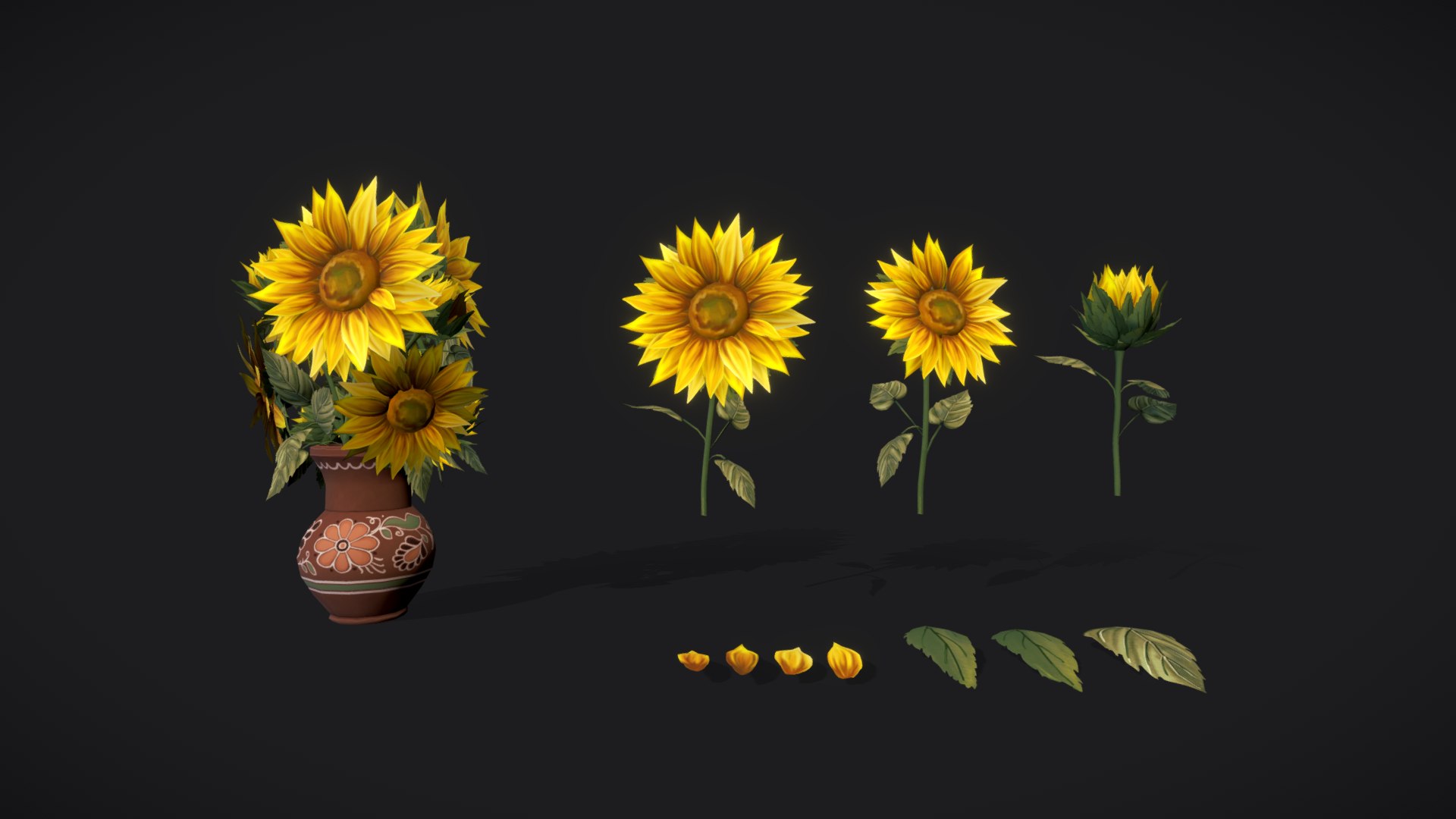 3D Stylized Sunflower - TurboSquid 1990067