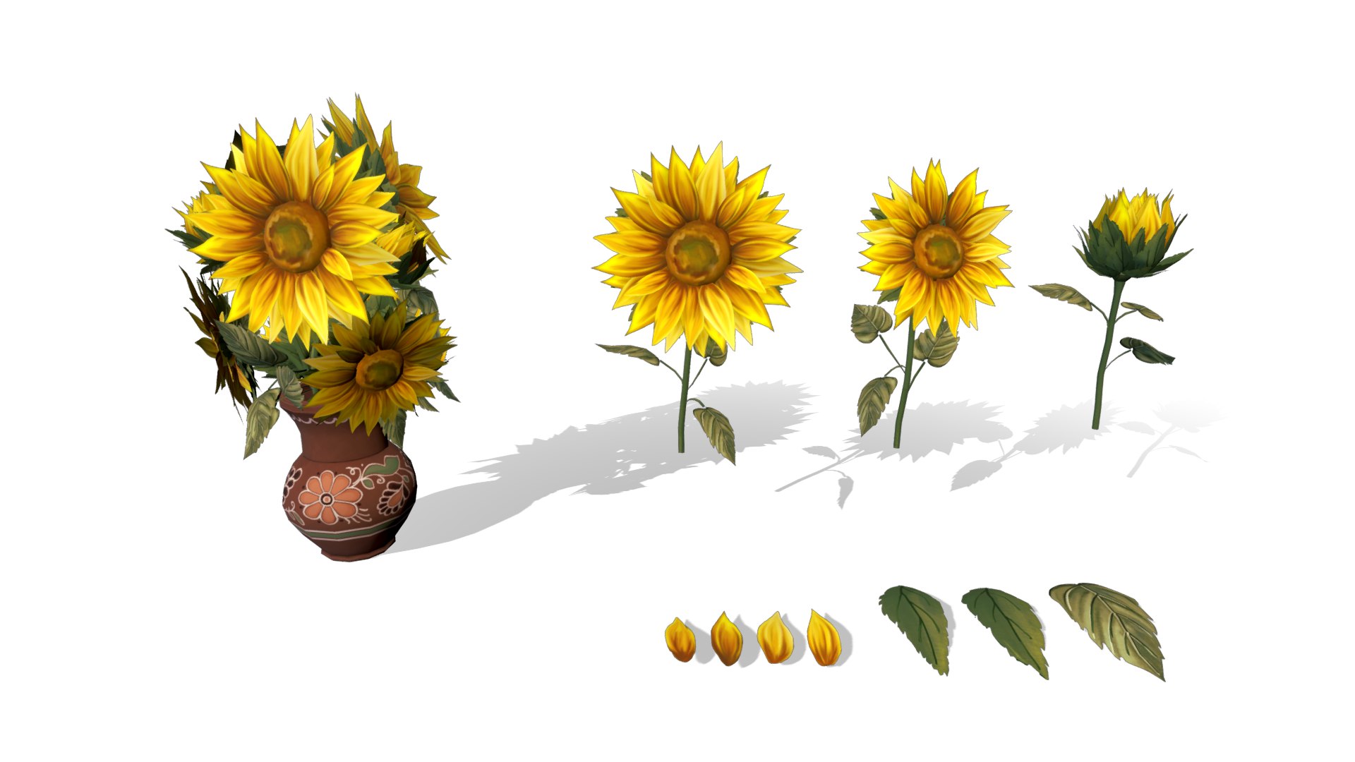 3D Stylized Sunflower - TurboSquid 1990067