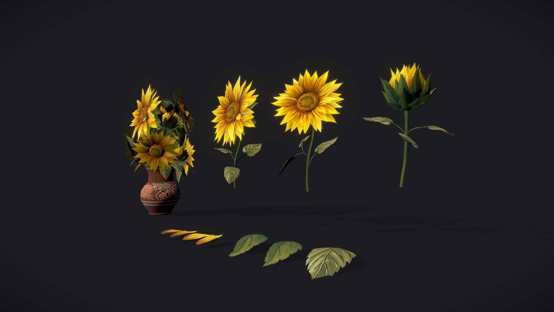 3D Stylized Sunflower - TurboSquid 1990067