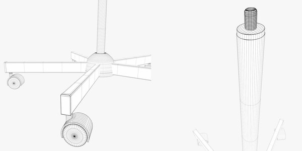 3D 5 wheels rolling stand base - TurboSquid 2003262