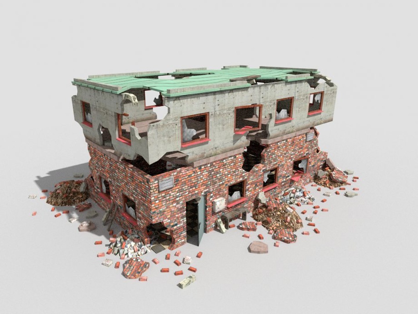 3d Model Destroyed Building