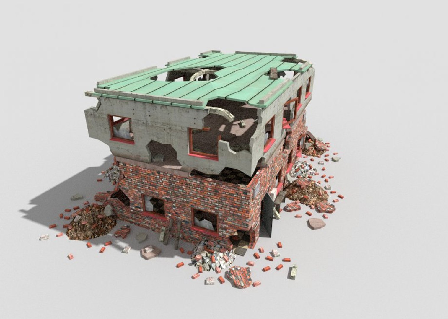 3d Model Destroyed Building
