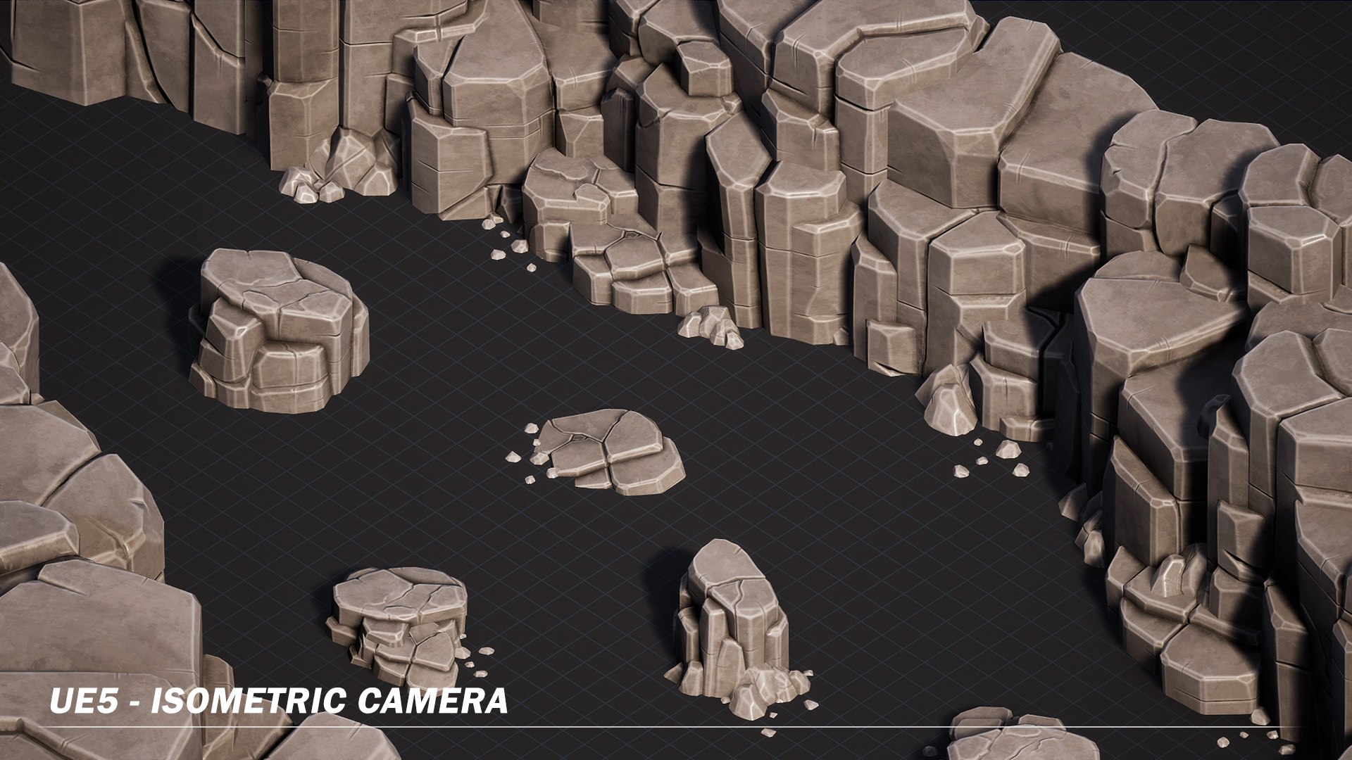 3D Stylized Rocks - Cliff Boundary Platforms - Low-poly Real-time - Top ...