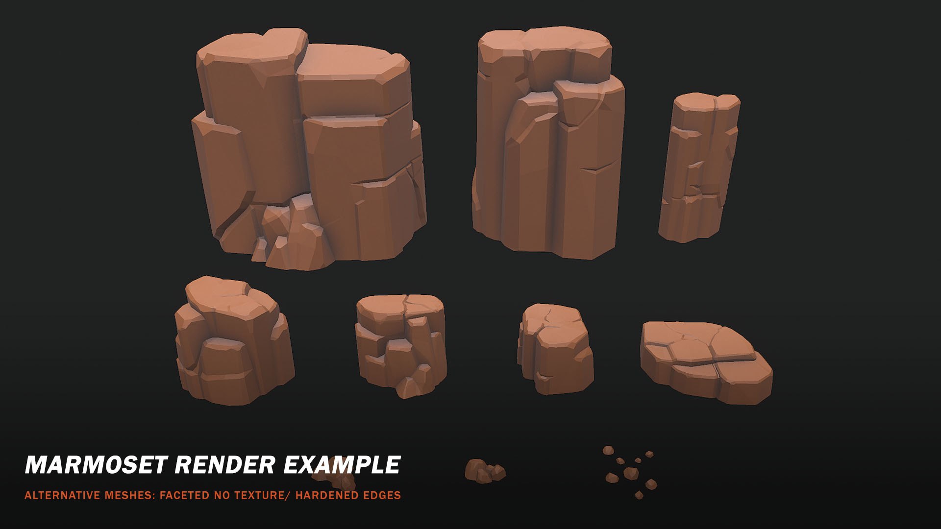 3D Stylized Rocks - Cliff Boundary Platforms - Low-poly Real-time - Top ...