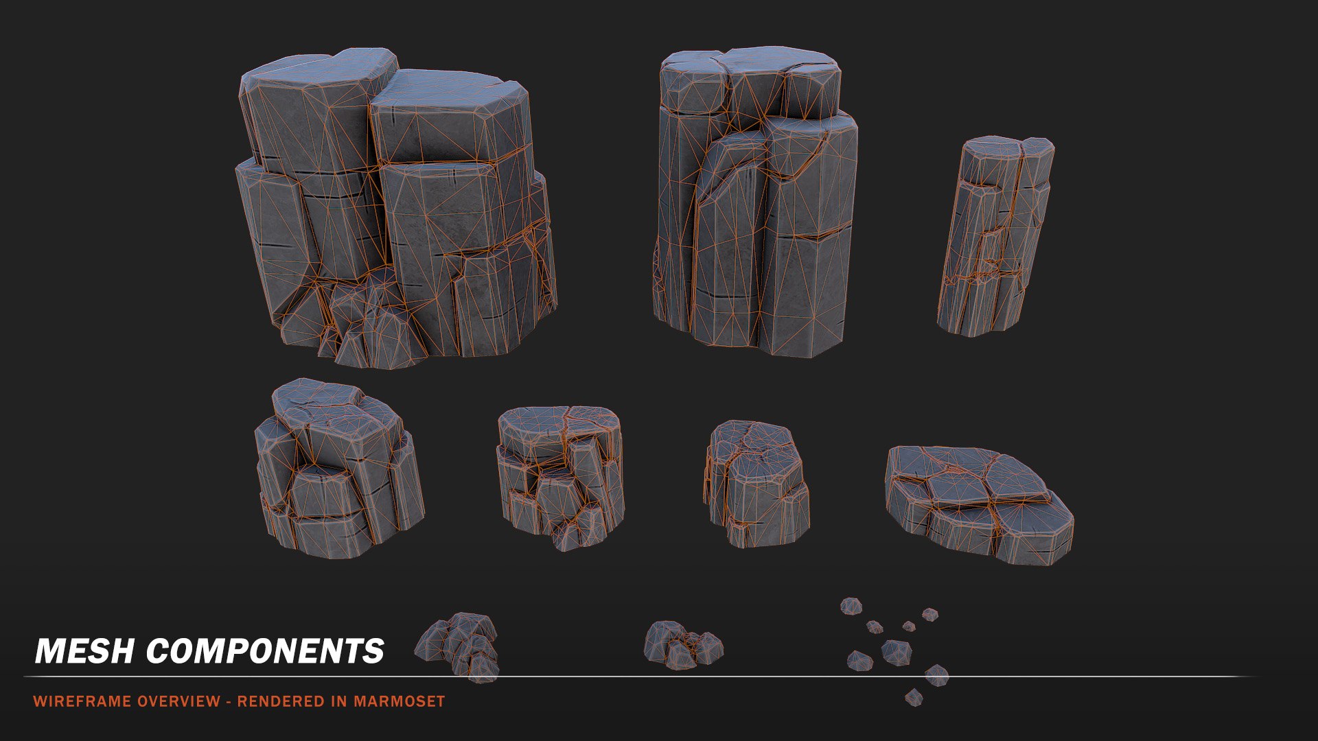 3D Stylized Rocks - Cliff Boundary Platforms - Low-poly Real-time - Top ...