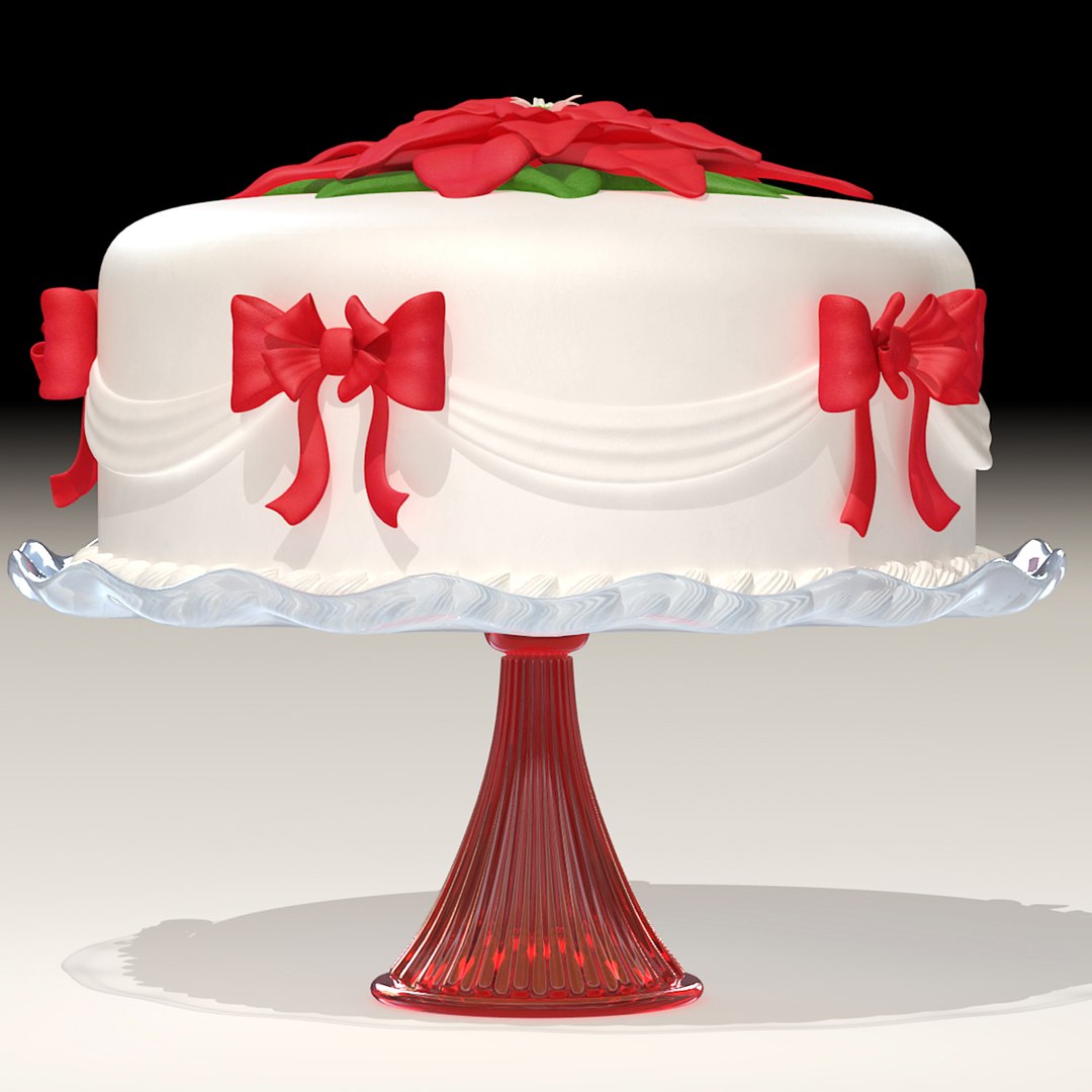 3d Decorated Holiday Cake Model