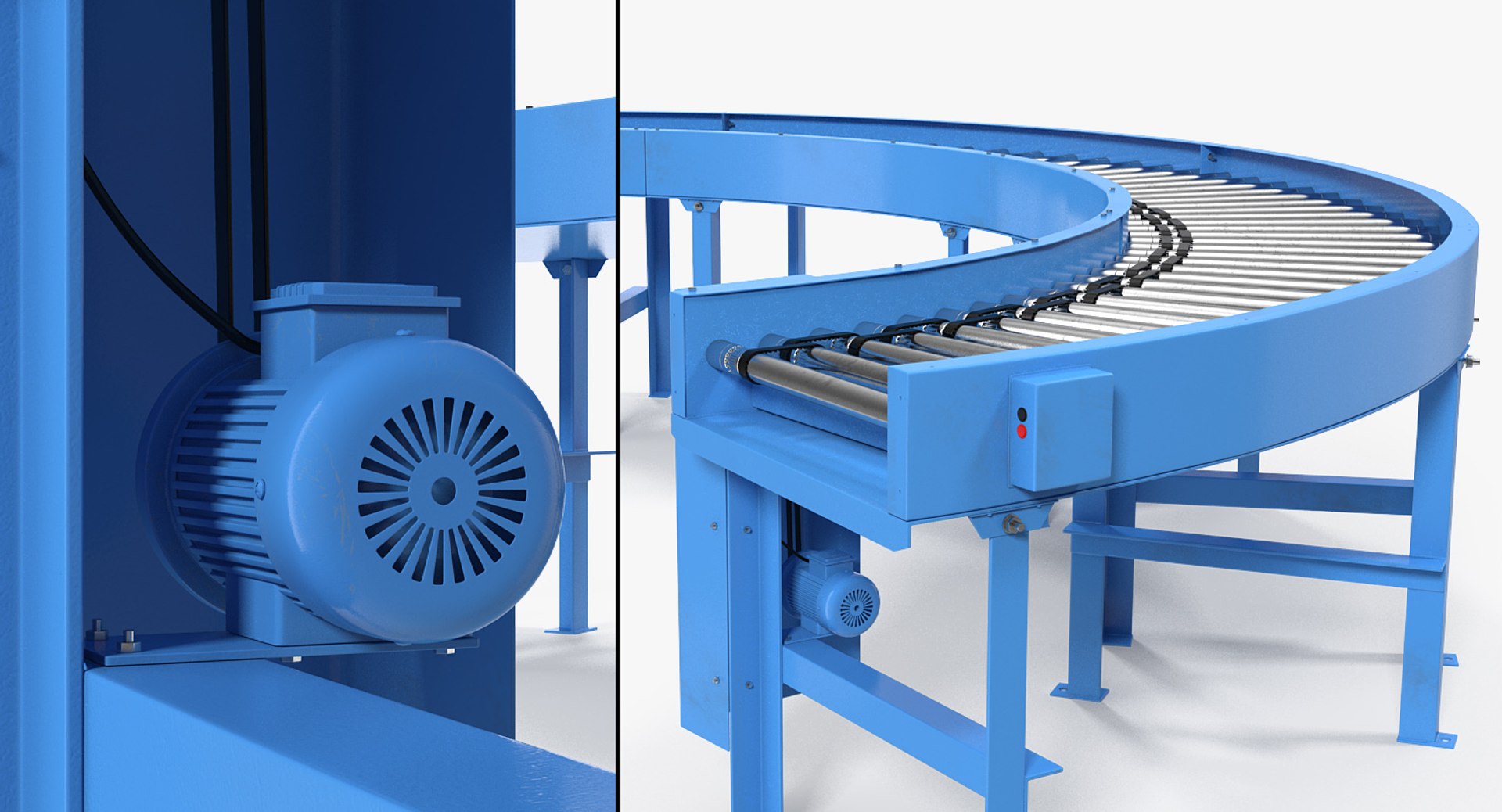 Powered Bend Roller Conveyor 3D - TurboSquid 1327443