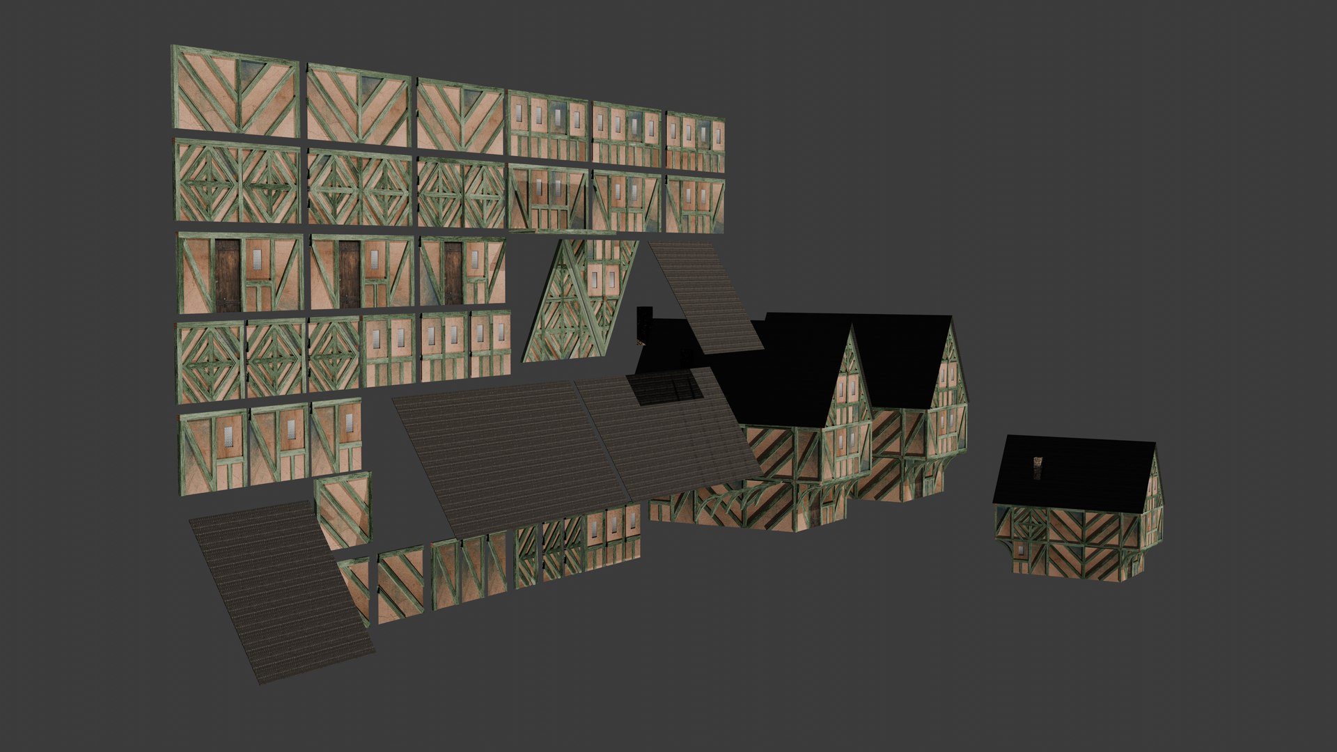 3D Western European Medieval Timber Framed Building Kit GSB Model ...