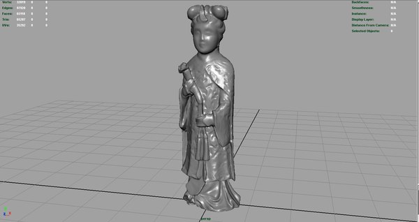 old chinese figure statue 3d model