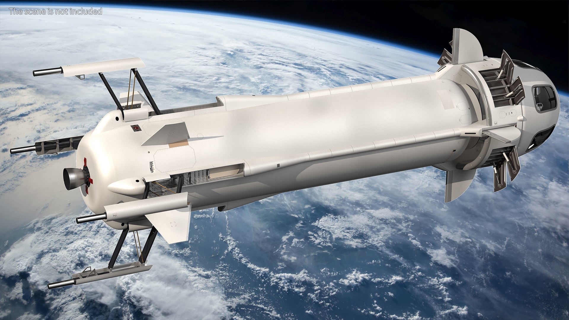 Suborbital Launch Vehicle Rocket Booster with Crew Capsule 3D model ...