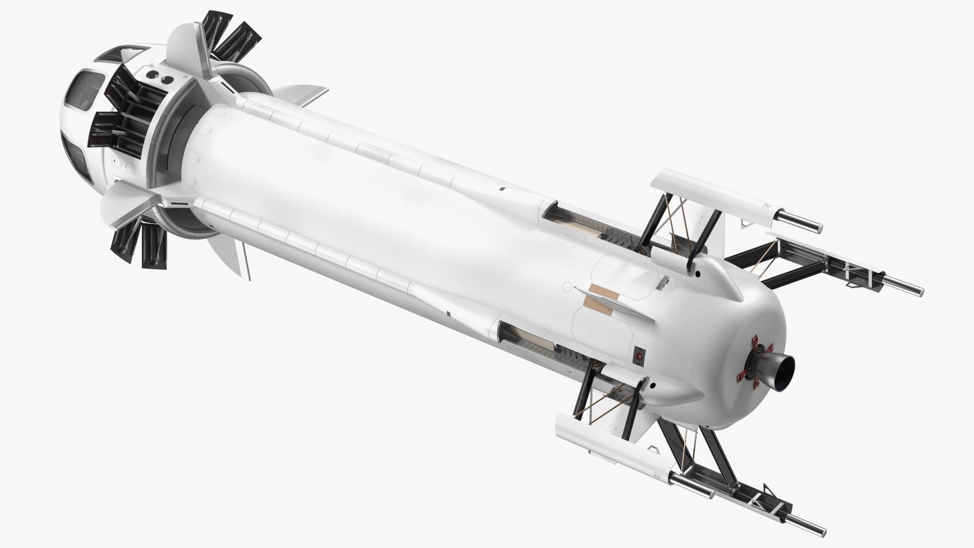 Suborbital Launch Vehicle Rocket Booster with Crew Capsule 3D model ...