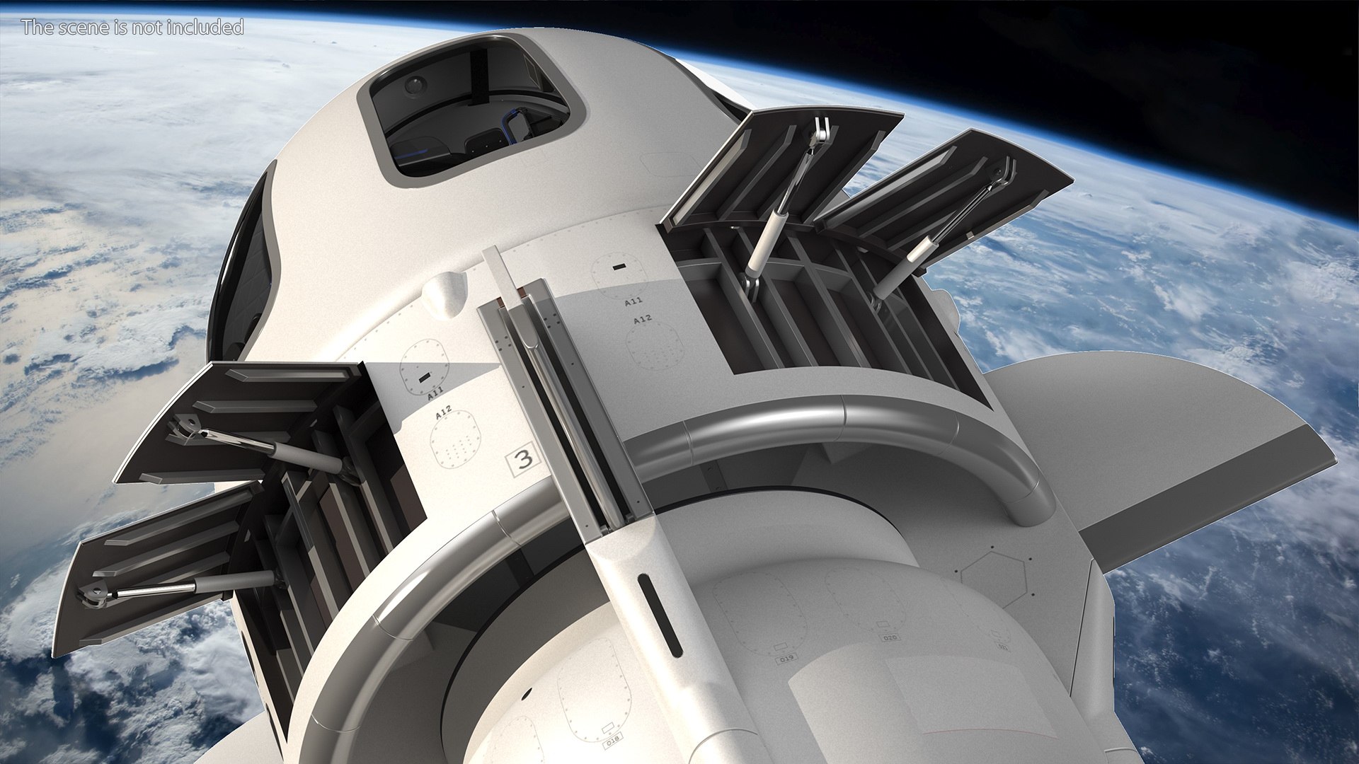 Suborbital Launch Vehicle Rocket Booster with Crew Capsule 3D model ...