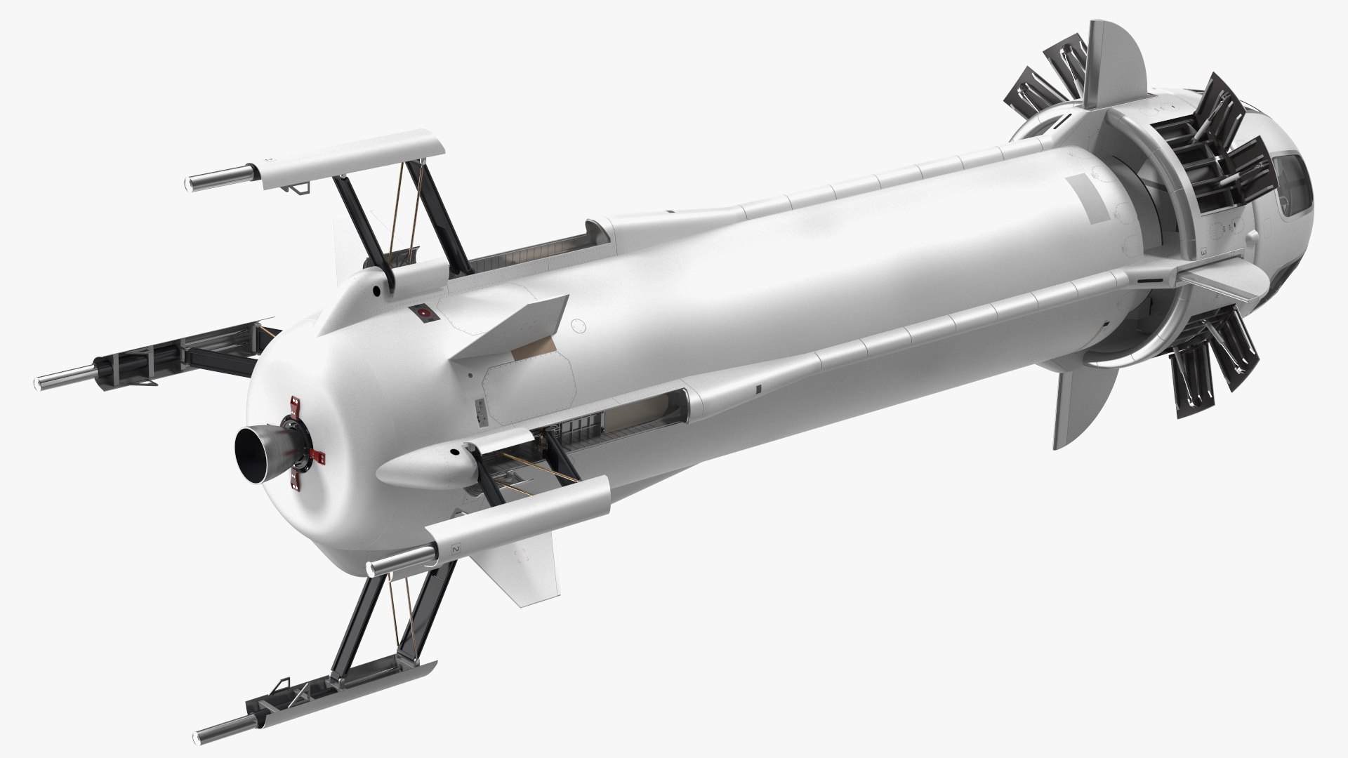 Suborbital Launch Vehicle Rocket Booster with Crew Capsule 3D model ...