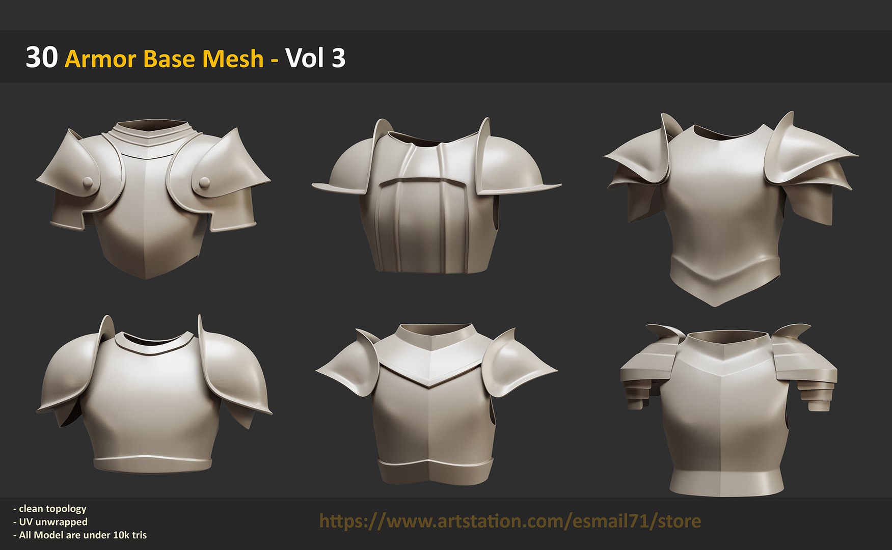 30 Armor Base Mesh - Vol 3 3D Model - TurboSquid 2377955