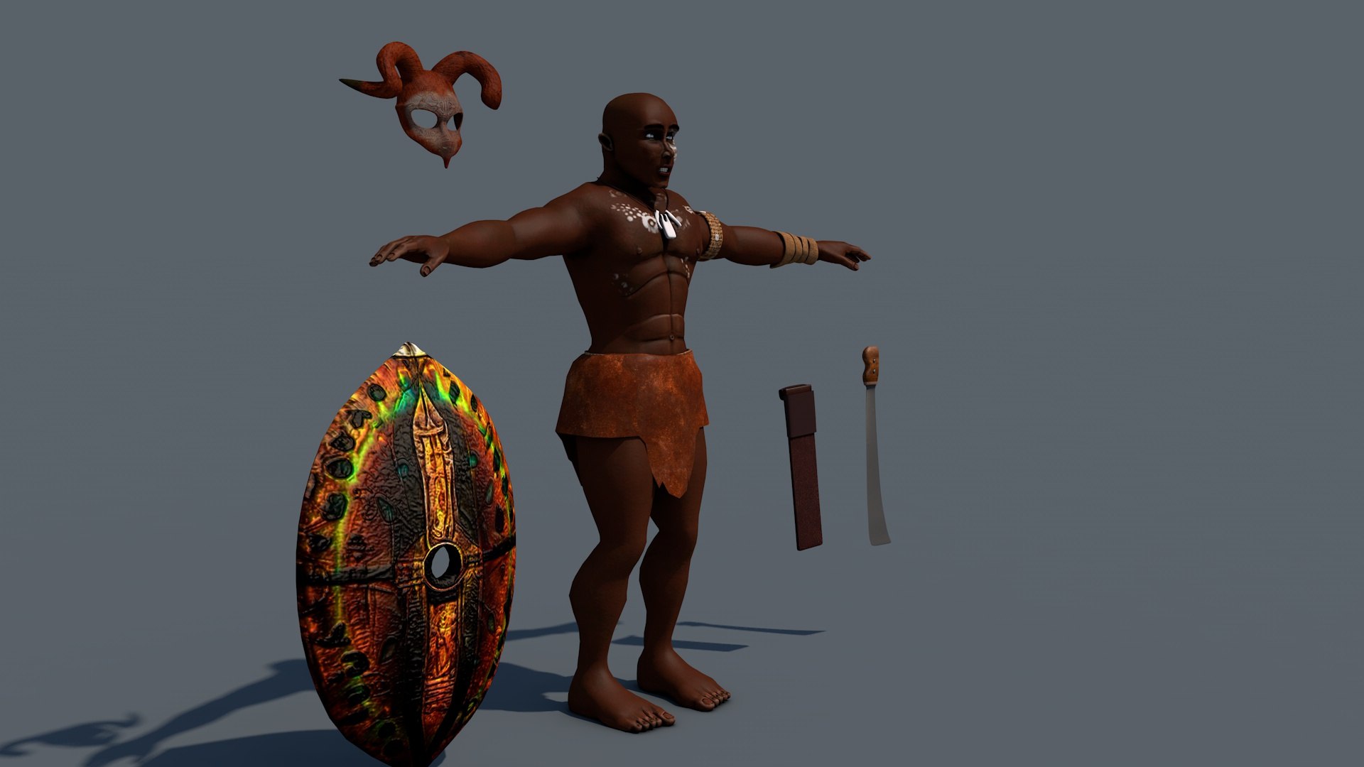 African Native Warrior Male With Shield And Armor 3d Model 3D Model 3D ...