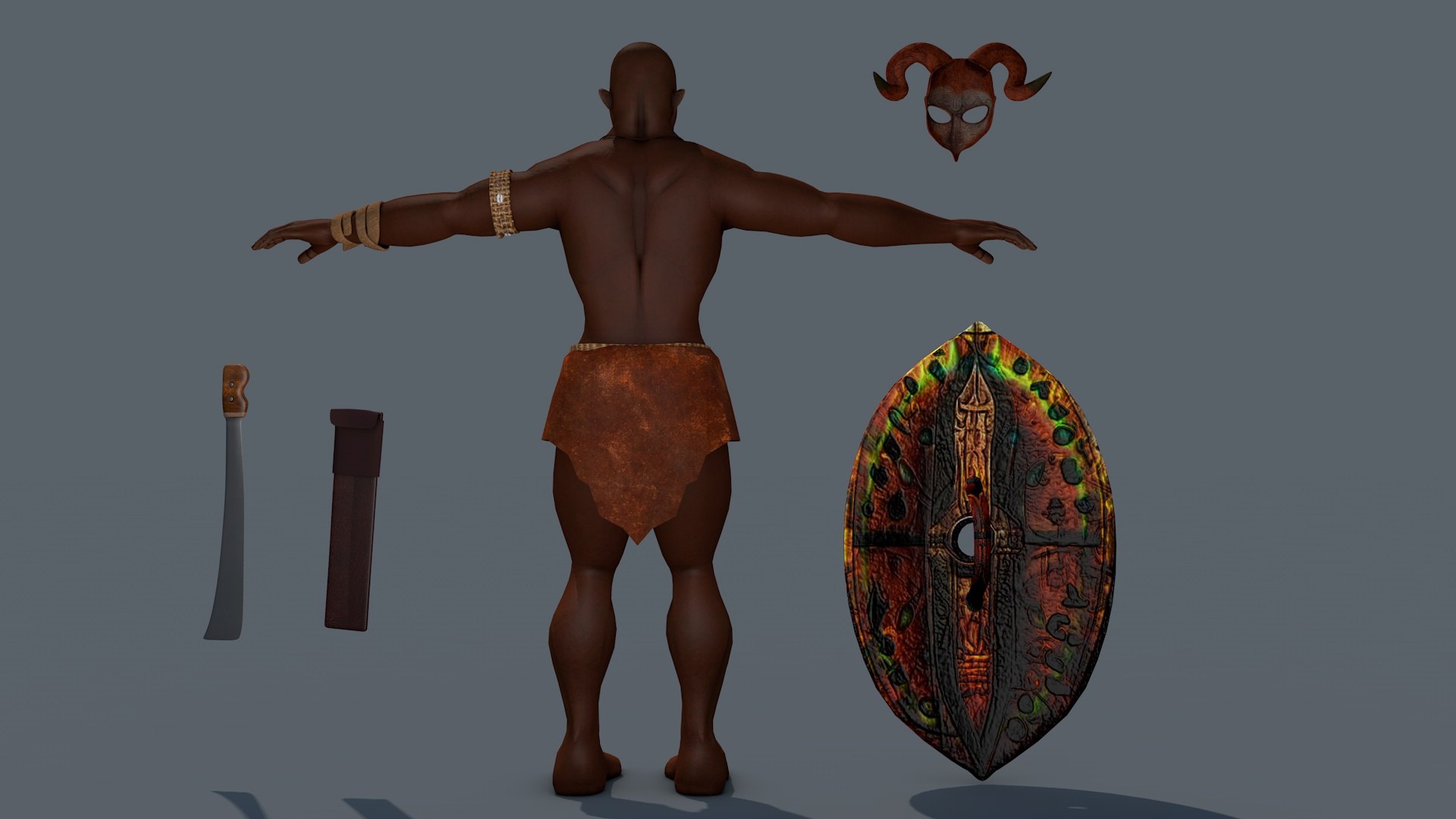 African Native Warrior Male With Shield And Armor 3d Model 3D Model 3D ...
