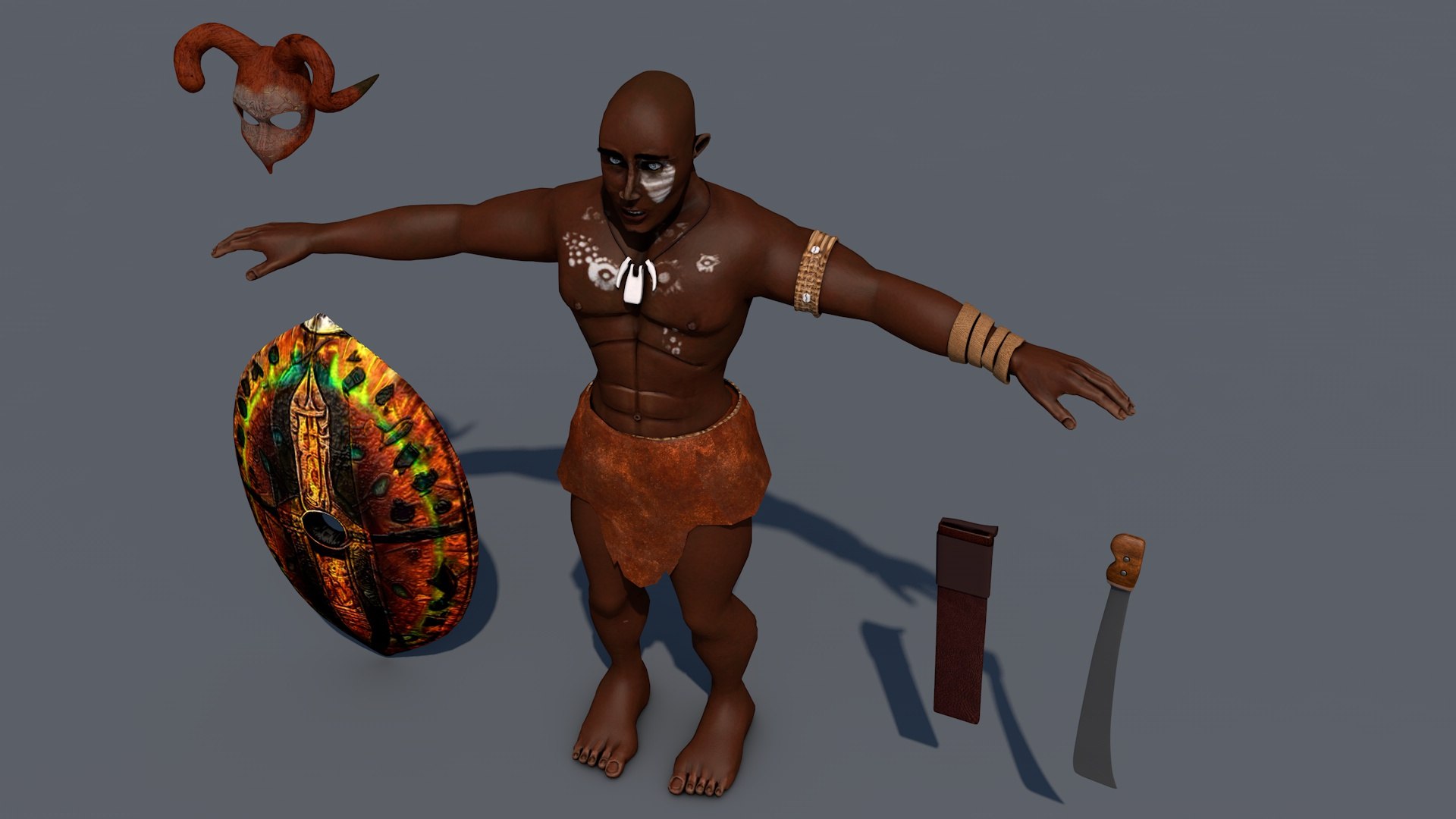 African Native Warrior Male With Shield And Armor 3d Model 3D Model 3D ...