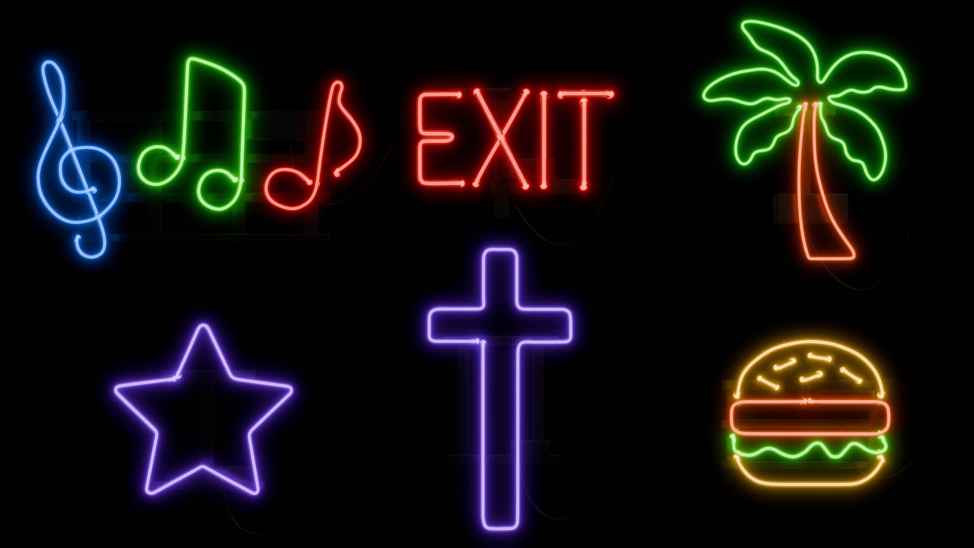 3D Neon Signs Asset Pack - TurboSquid 2352142
