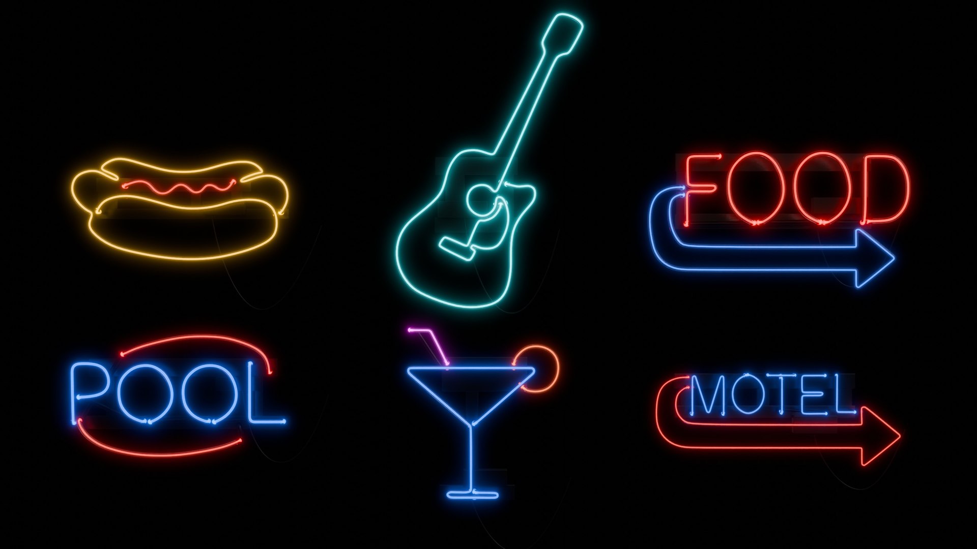 3D Neon Signs Asset Pack - TurboSquid 2352142