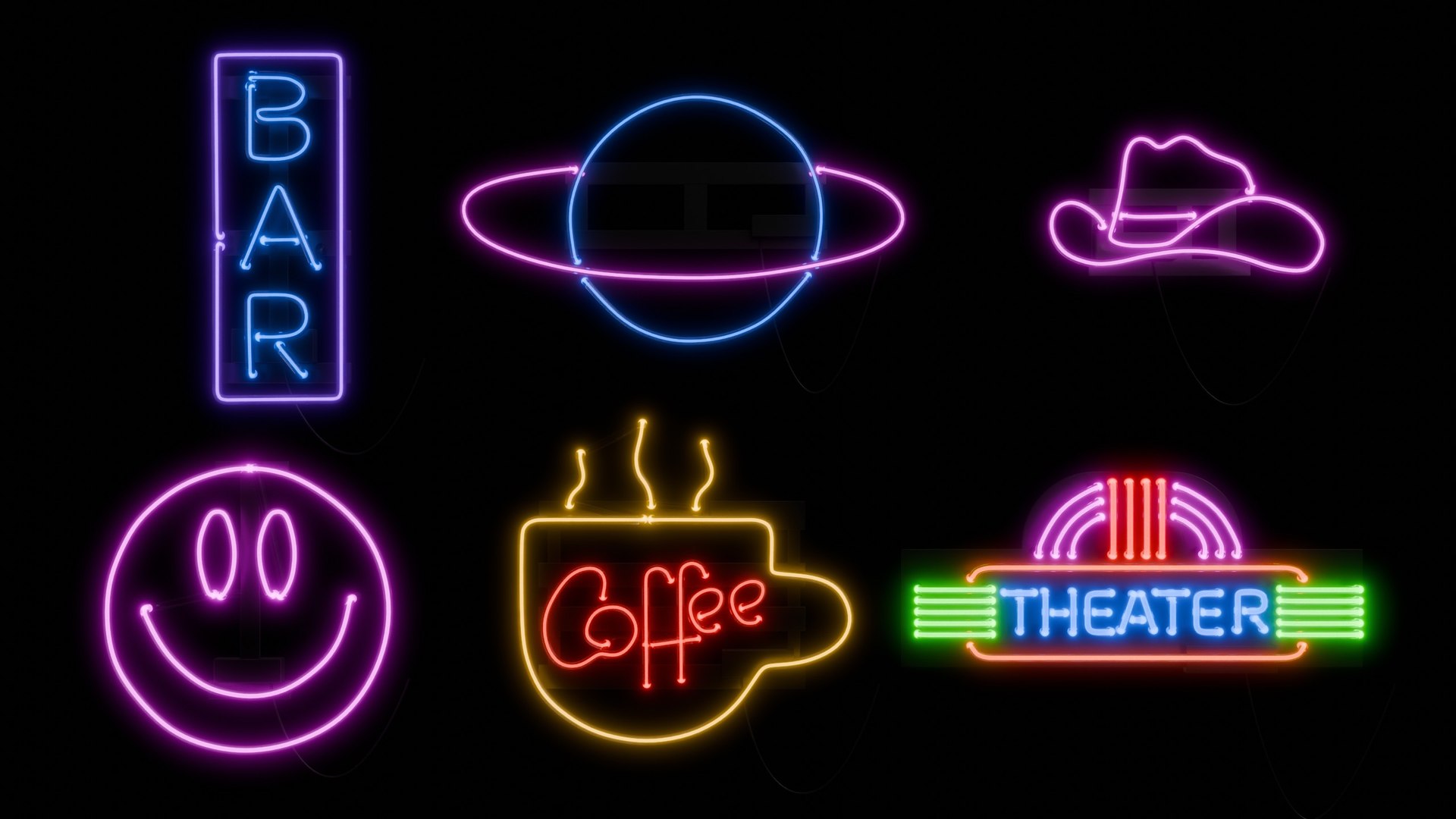3D Neon Signs Asset Pack - TurboSquid 2352142