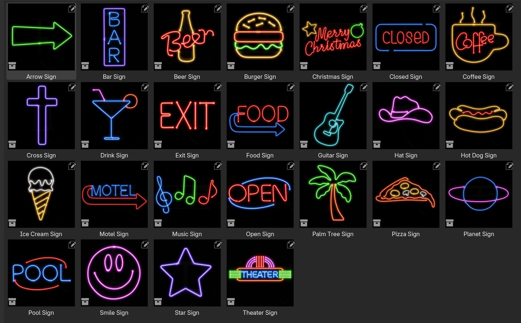 3D Neon Signs Asset Pack - TurboSquid 2352142