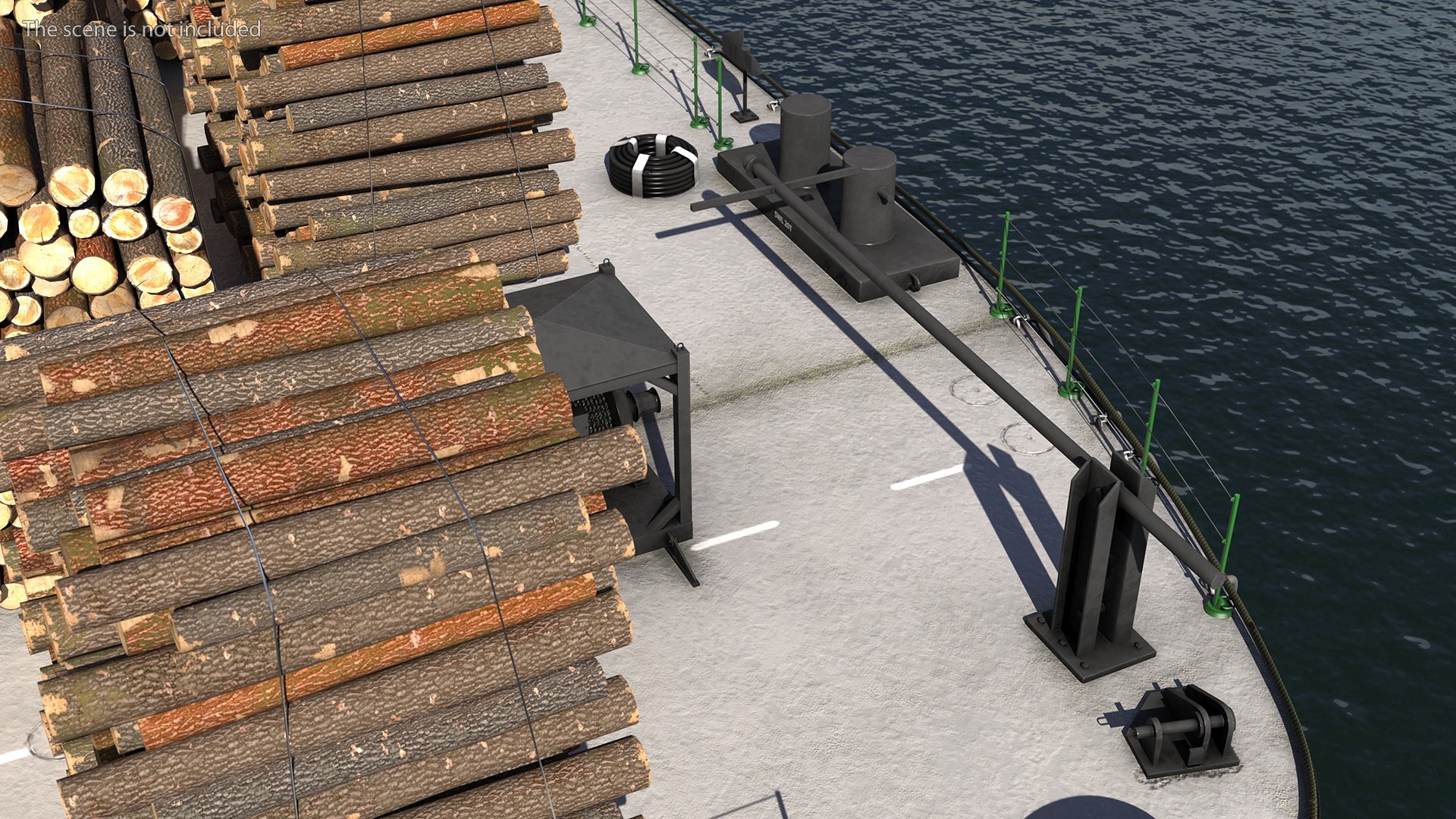 Pontoon Barge Loaded Wood Logs 3D model - TurboSquid 1839957