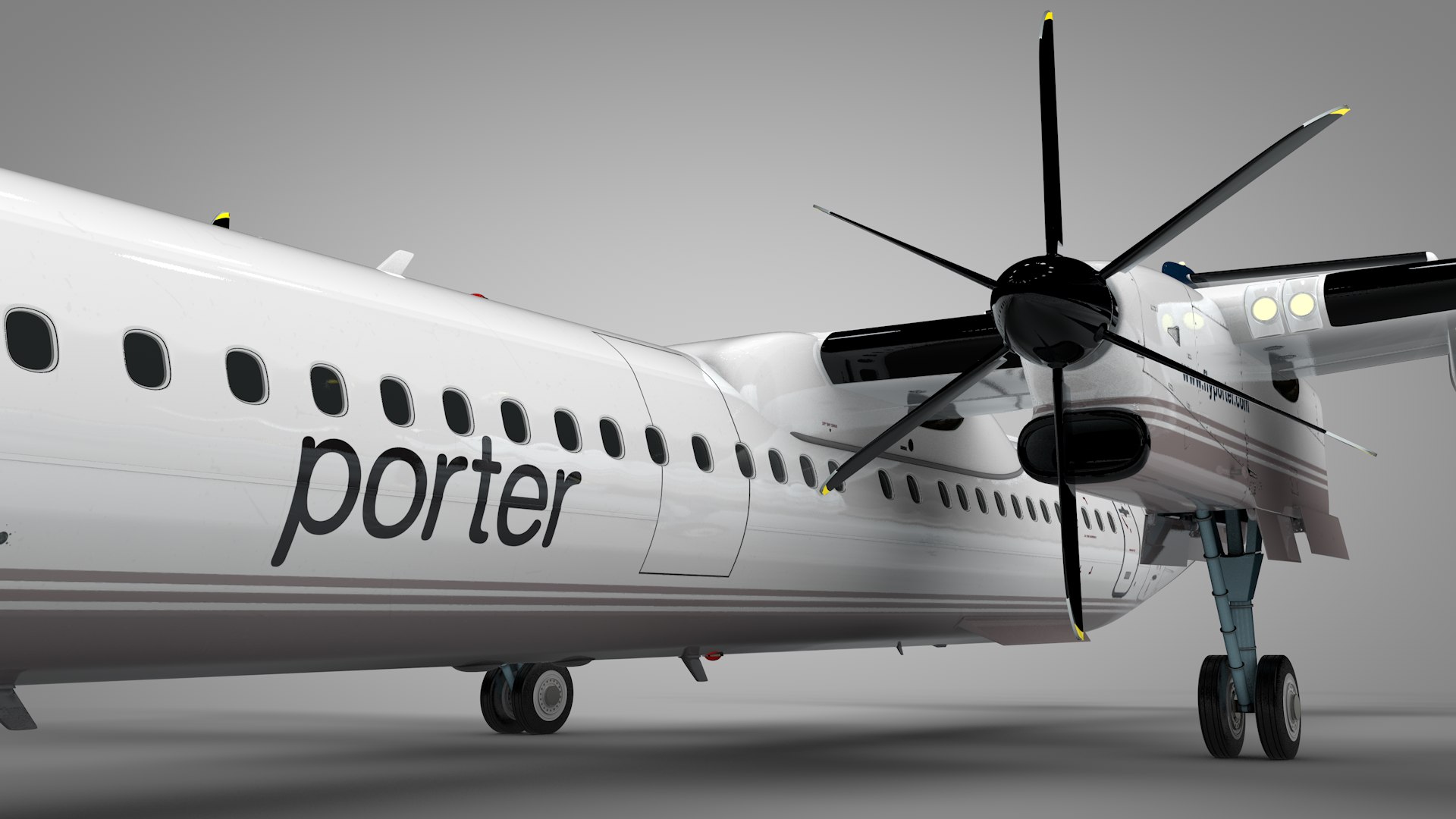 3D Porter Airlines Bombardier DHC-8 Q400 Dash 8 L1528 - TurboSquid 1807654