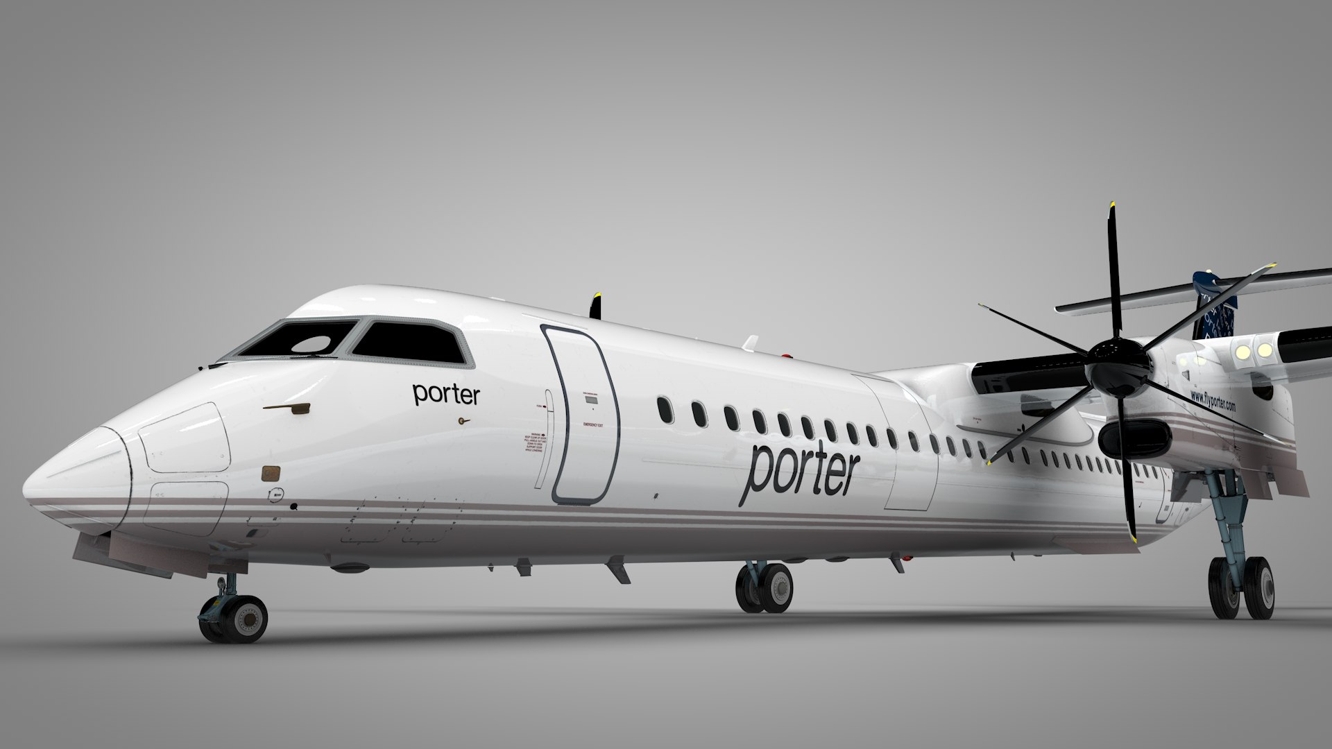 3D Porter Airlines Bombardier DHC-8 Q400 Dash 8 L1528 - TurboSquid 1807654