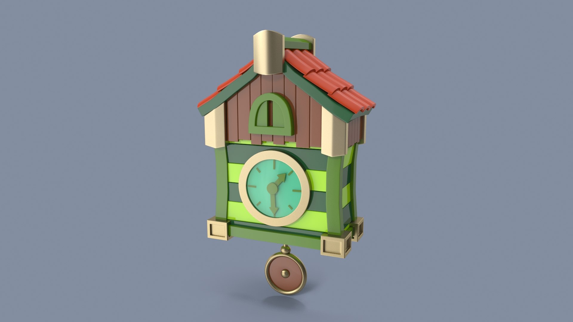 3D Model Cartoon Clock Green Cartoon Style - TurboSquid 2089171