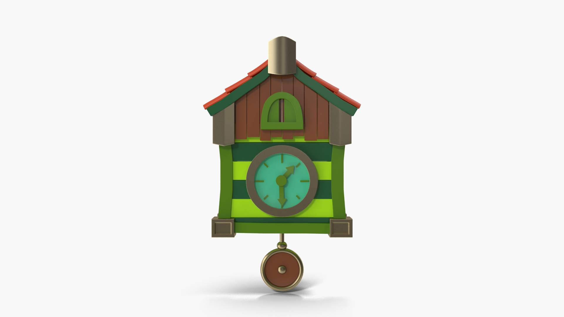 3D Model Cartoon Clock Green Cartoon Style - TurboSquid 2089171