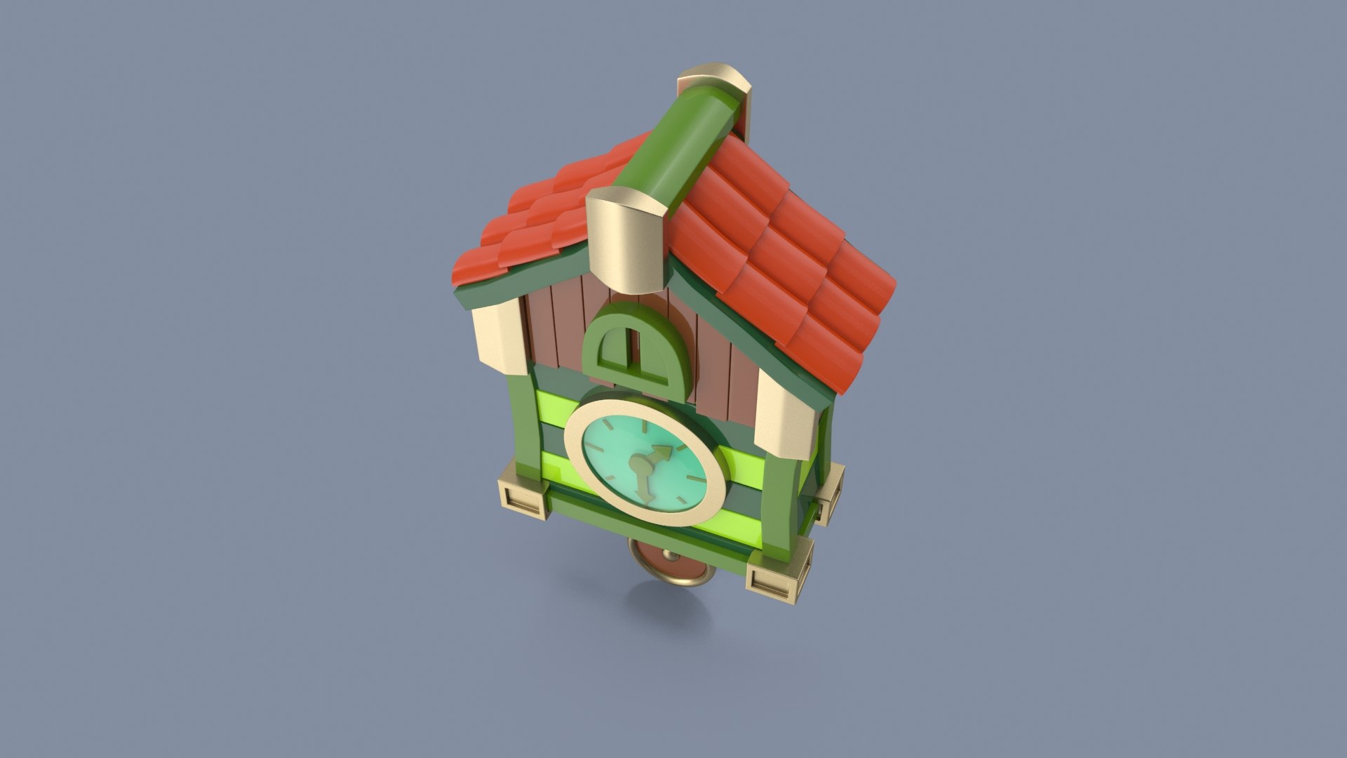 3D Model Cartoon Clock Green Cartoon Style - TurboSquid 2089171