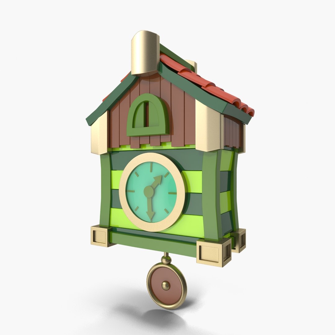 3D Model Cartoon Clock Green Cartoon Style - TurboSquid 2089171