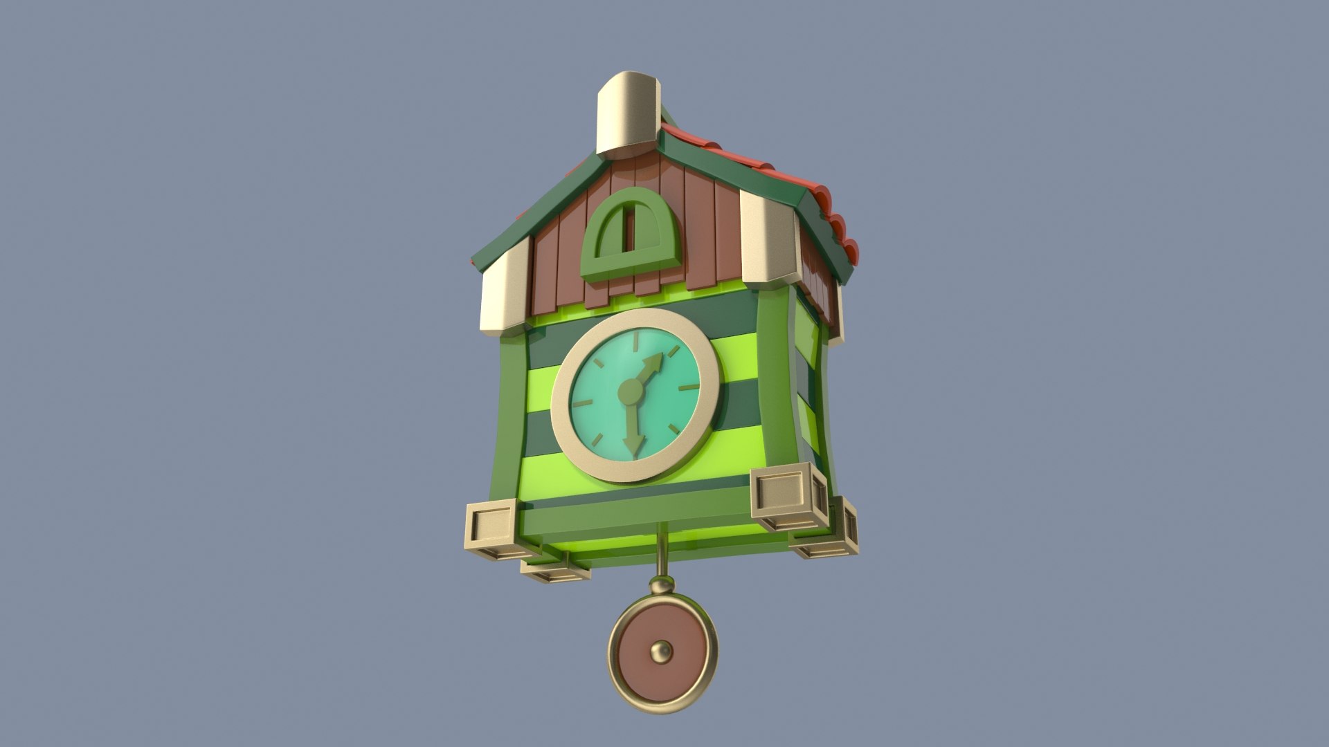 3D Model Cartoon Clock Green Cartoon Style - TurboSquid 2089171