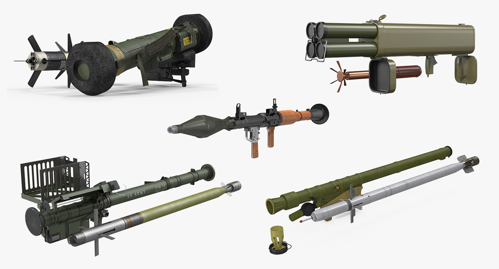 3D Rocket Launchers with Rockets Collection 2 model - TurboSquid 1901897