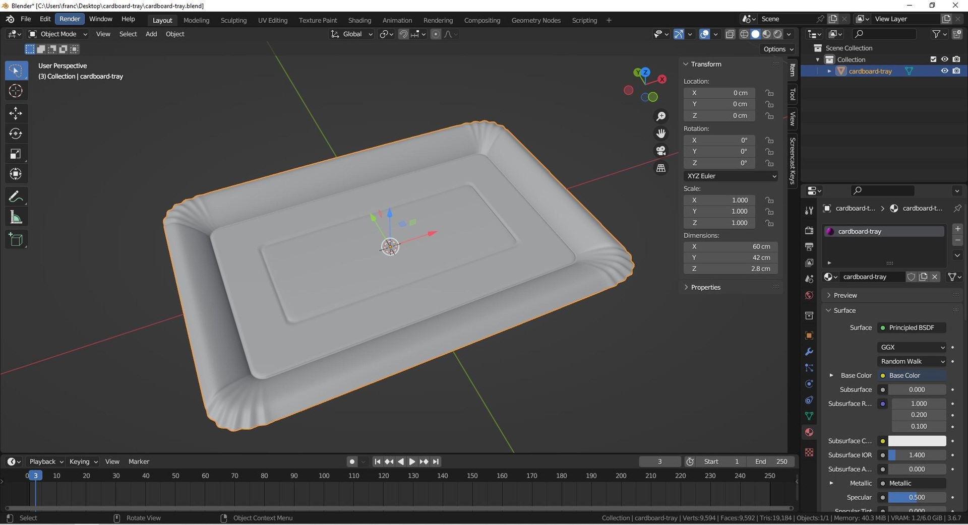 3D Cardboard Tray Model - TurboSquid 2194178