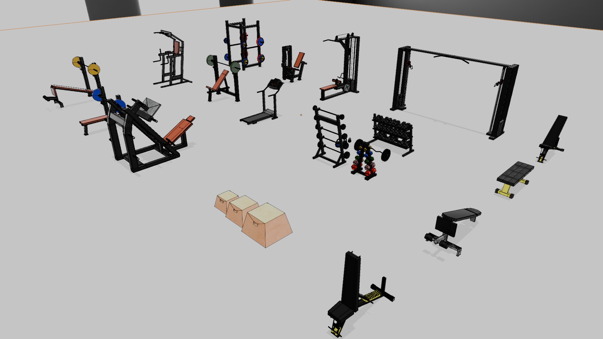 20 PCS GYM MACHINES FITNESS EQUIPMENT 3D Model - TurboSquid 2269922