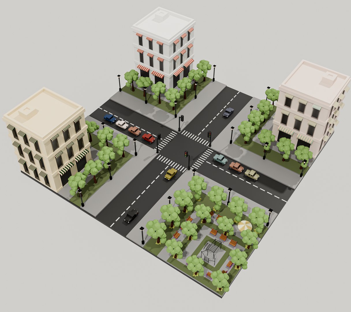 3D Low Poly Low Poly Assets - Urban Neighborhood Low-poly 3d ...