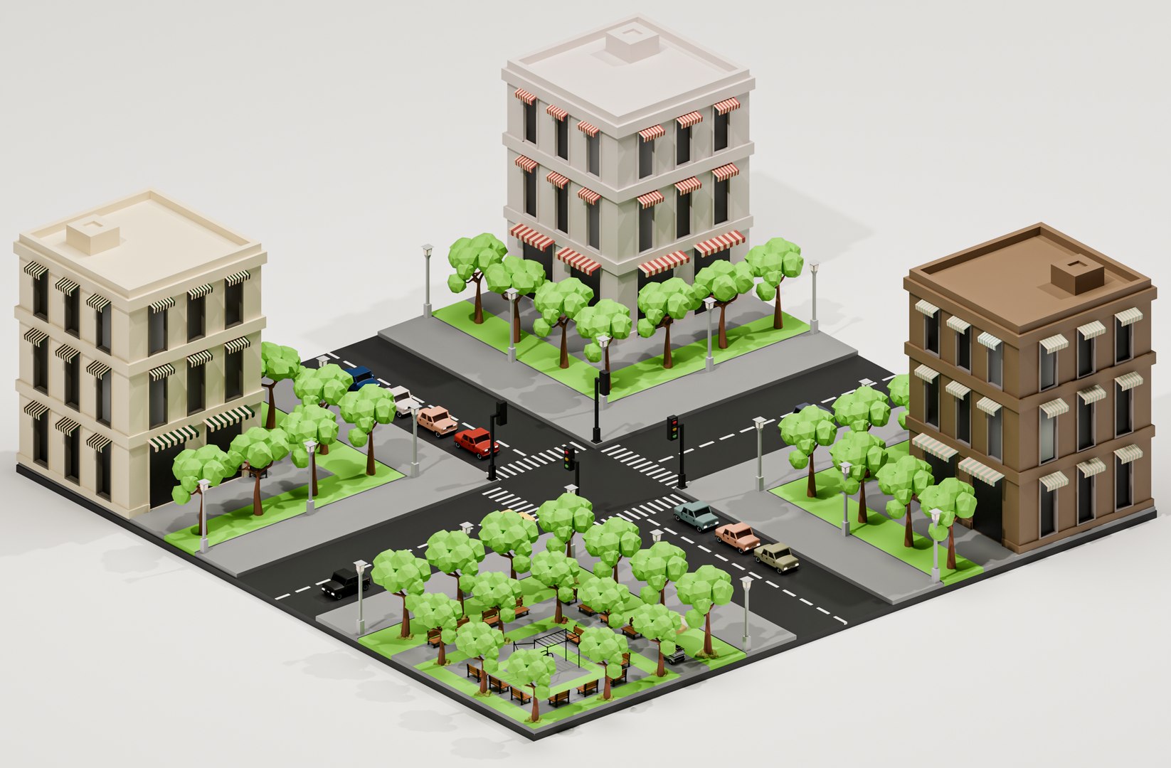 3D Low Poly Low Poly Assets - Urban Neighborhood Low-poly 3d ...