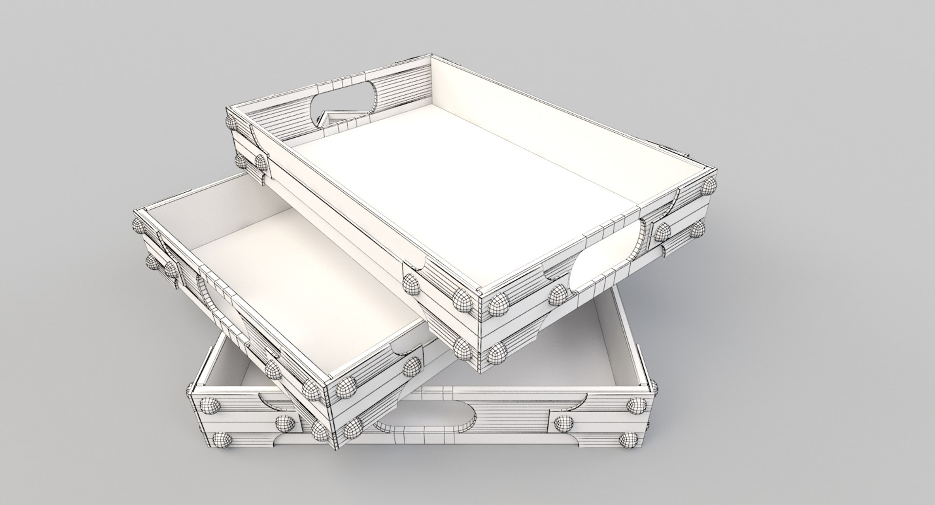 Rustic Wooden Tray 3d Max