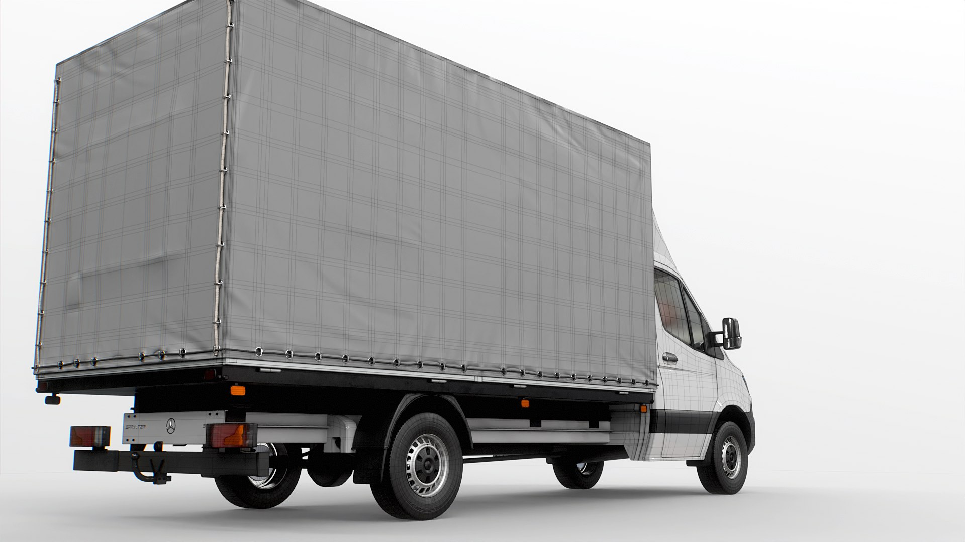 3D Mercedes Sprinter Curtain Side Tautliner Van 3D Model PBR Textures ...