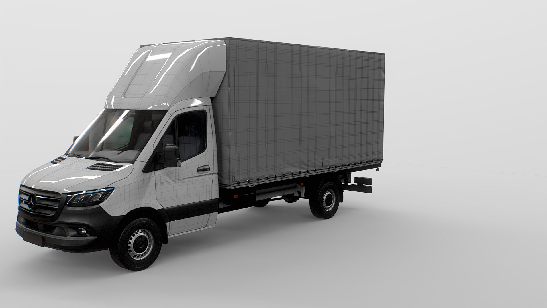 3D Mercedes Sprinter Curtain Side Tautliner Van 3D Model PBR Textures ...