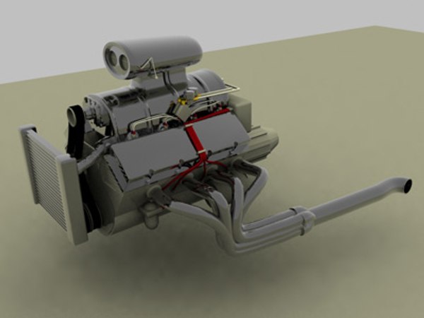 v8 engine 3d model