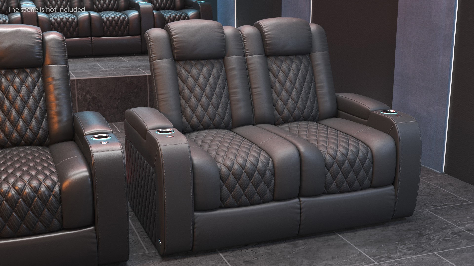 3D Leather Home Theater Paired Seating Graphite Model - TurboSquid 2386289