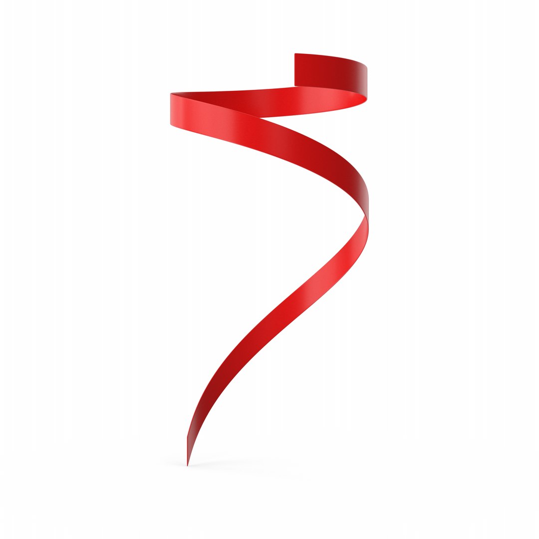 3D Red Curly Ribbon - TurboSquid 1910141