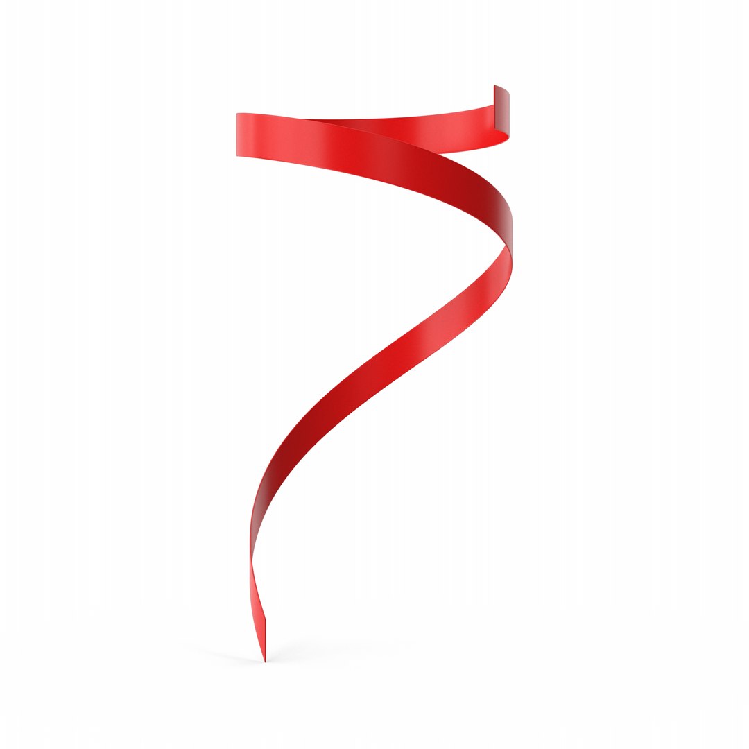 3D Red Curly Ribbon - TurboSquid 1910141