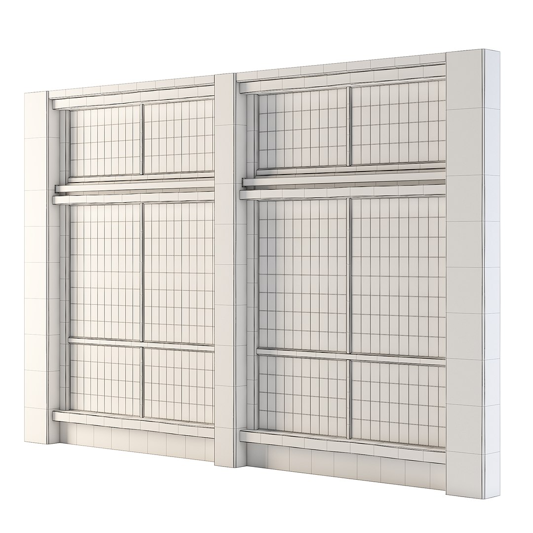 3D Factory Front Wall With Windows - TurboSquid 2255563